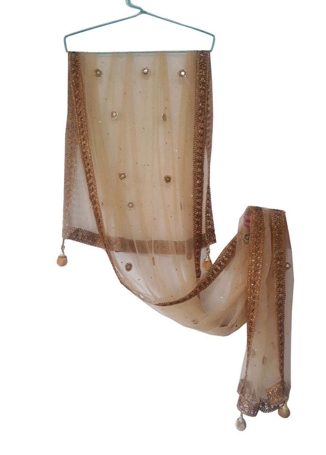 Indian Bollywood Mirror Work Net Gold Dupatta,scarf,shwal,chunni ...