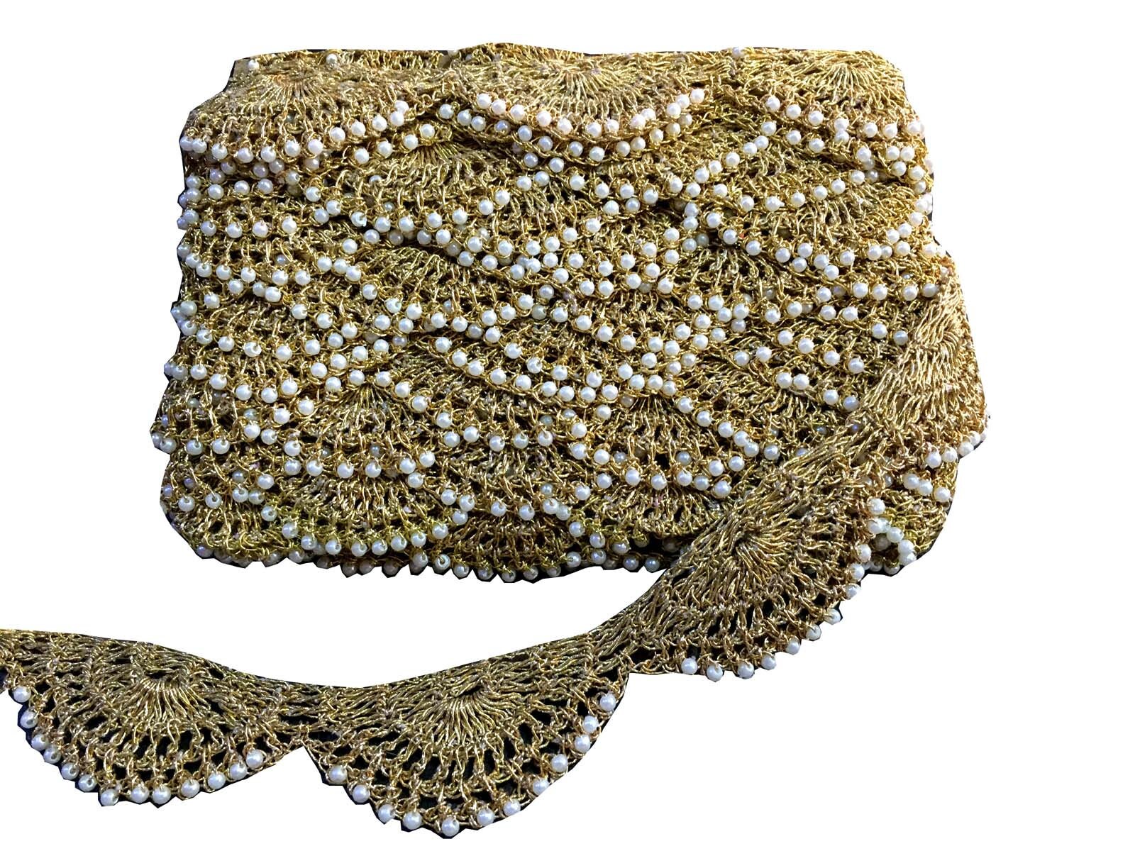 9 Yard Dupatta Golden Motif Stone Work Laceglass Beadsstone - Etsy