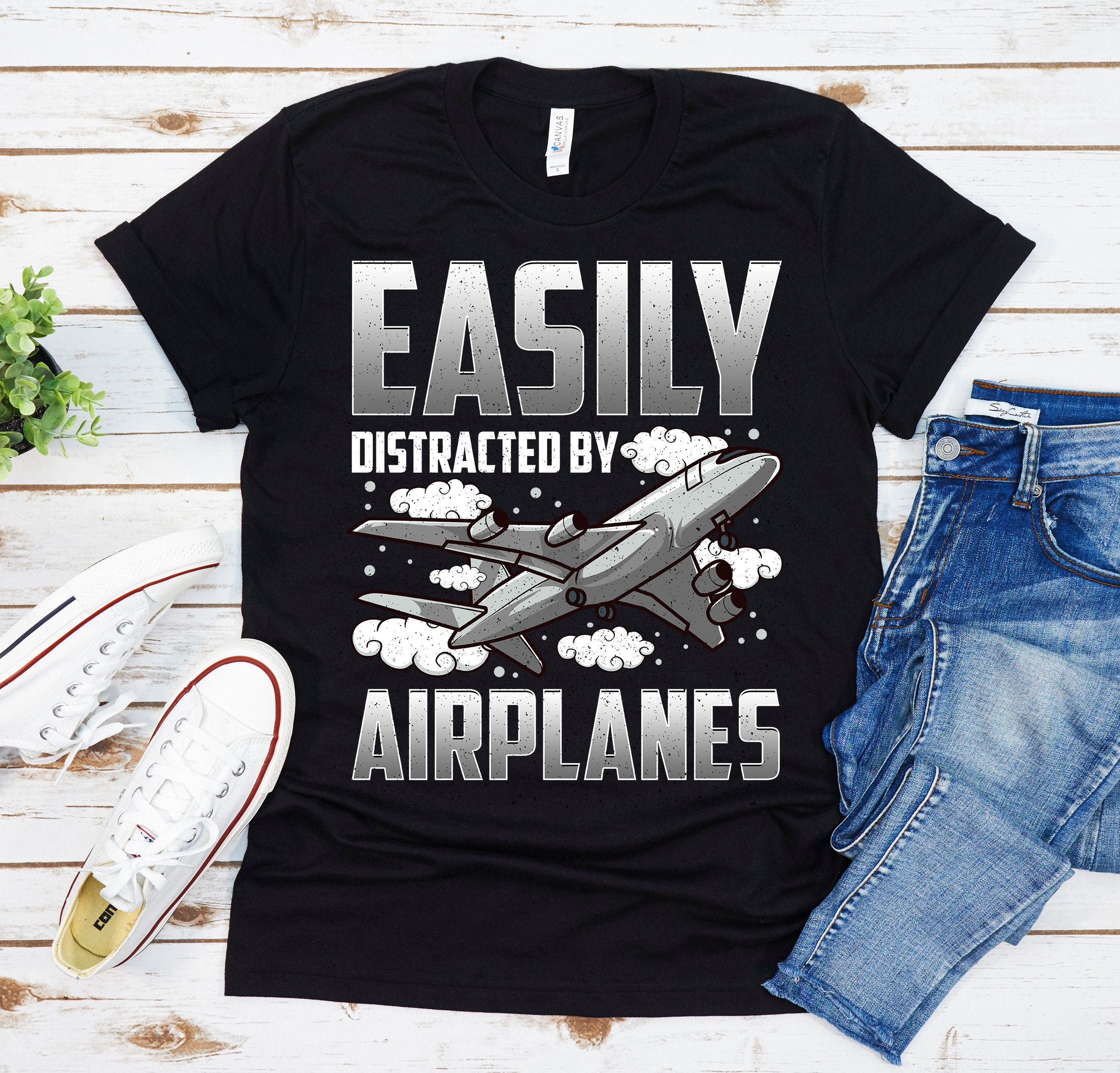 Airplane Shirt Pilot Shirt Easily Distracted by Airplanes | Etsy