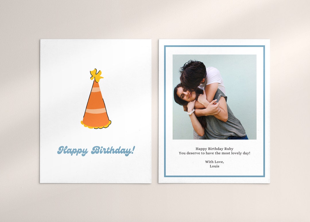 Fun Birthday Hat Card Template | Birthday Card With Photo and Border ...