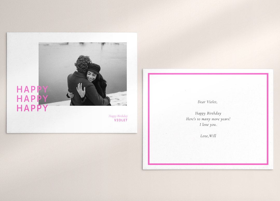 Modern Photo Birthday Card Template: Minimalist Design (canva Editable ...