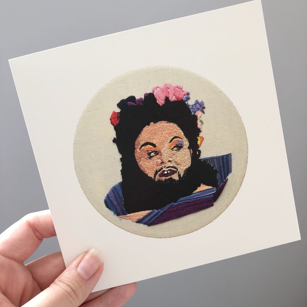Bearded Lady, Sideshow, Hand Embroidered, Print Card, Blank Card ...