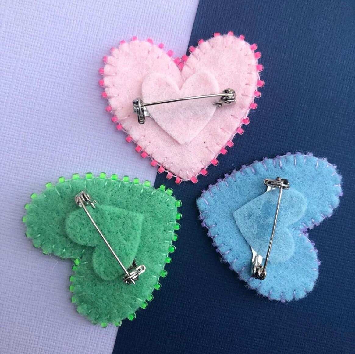 Sequin Love Heart Brooch Handmade - Etsy UK