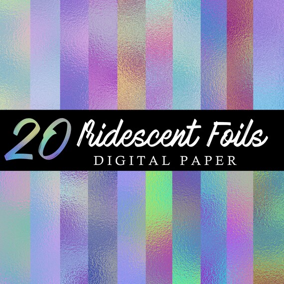 20 Pack Iridescent Foil Digital Paper Foil metallic Effect | Etsy