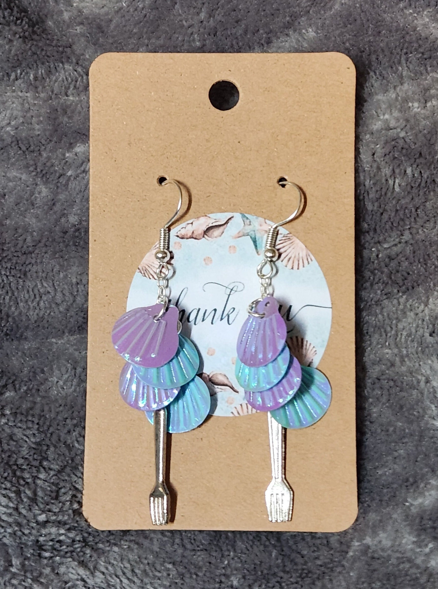 Sequin Seashell Dinglehopper Little Mermaid-inspired Dangle Drop Earrings - Etsy