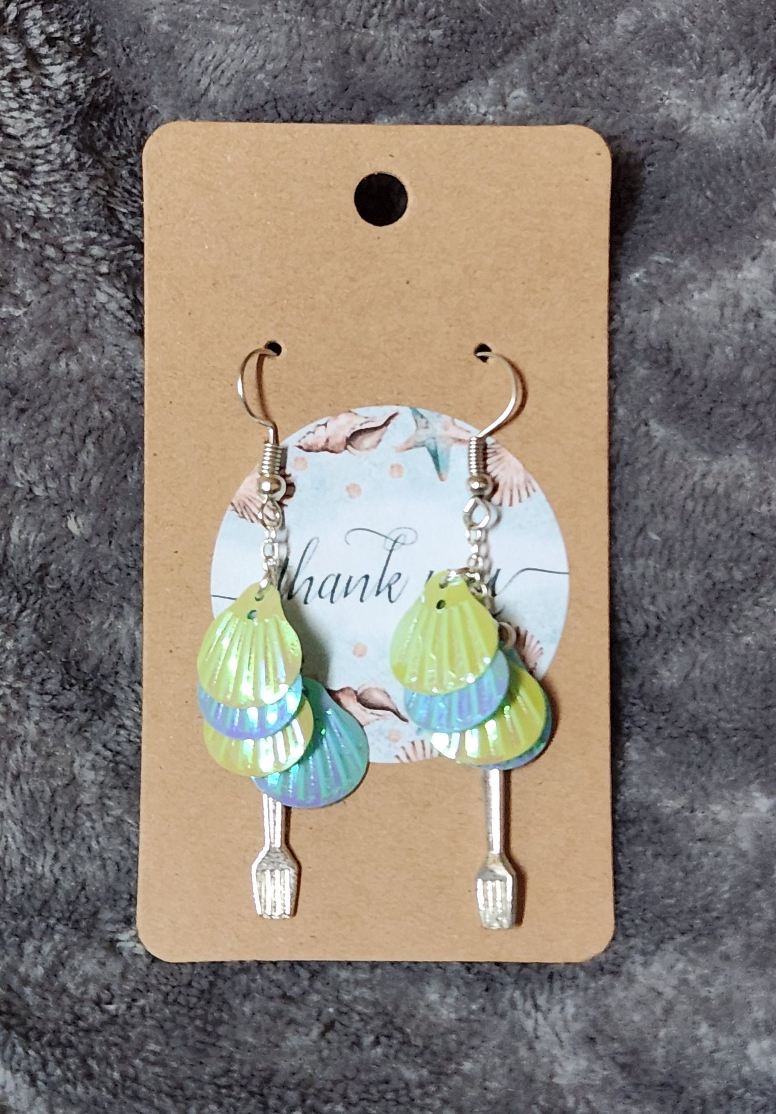 Sequin Seashell Dinglehopper Little Mermaid-inspired Dangle Drop Earrings - Etsy