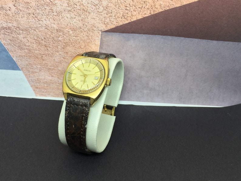 Archi Gold Tone Automatic Mechanical Wrist Watch -- 1960's - Etsy