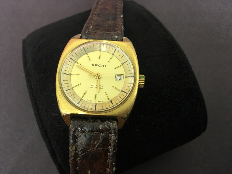 Archi Gold Tone Automatic Mechanical Wrist Watch -- 1960's - Etsy