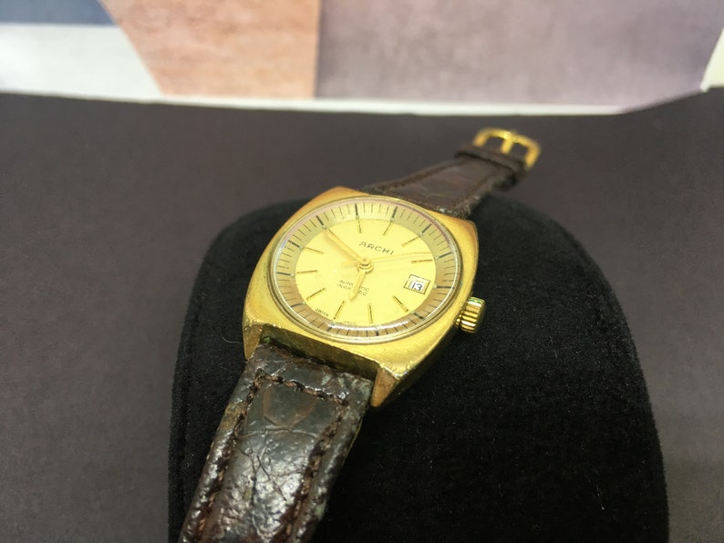 Archi Gold Tone Automatic Mechanical Wrist Watch -- 1960's - Etsy