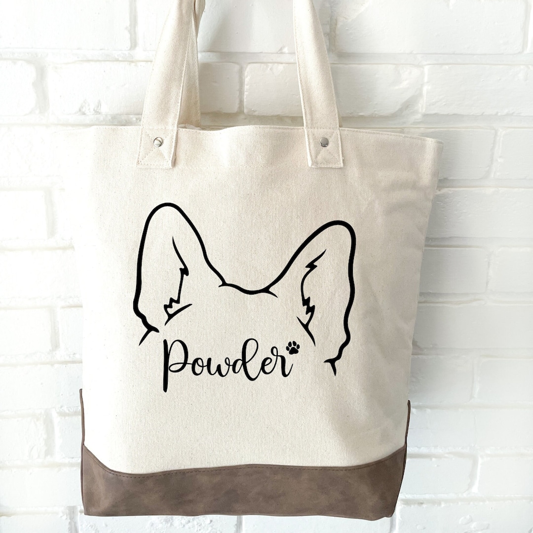Corgi Ears Tote Bag Merle Corgi Dog Mom Tote Bag Personalized Tricolor ...