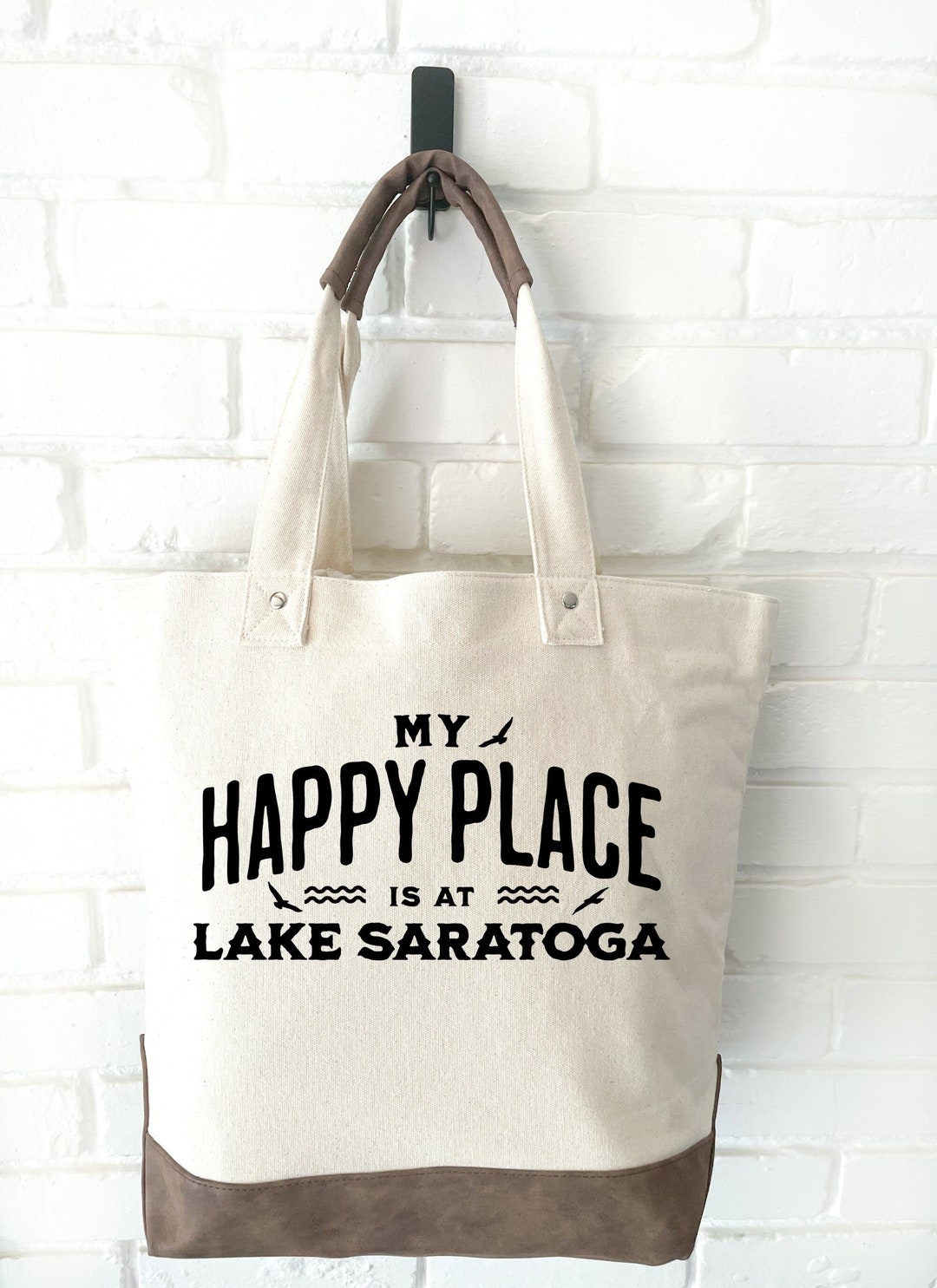 My Happy Place is at the Lake Custom Lake Tote Bag New Lake House Gift ...