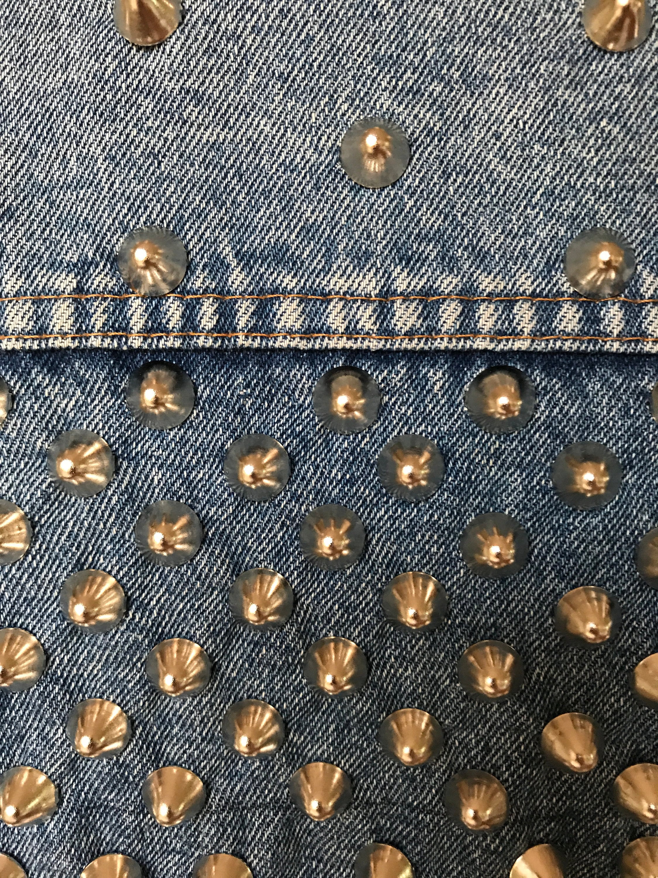 Hand-studded Denim Jacket - Etsy