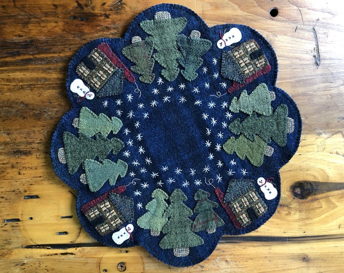 Wool Applique Kit winter Cabin Table Mat Pattern - Etsy