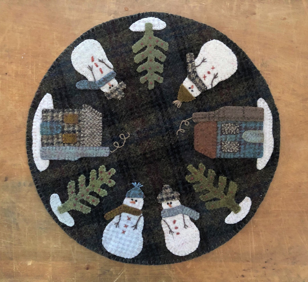 Wool Applique Kit "snowman Village" Pattern and Kit by Village Wool LLC ...