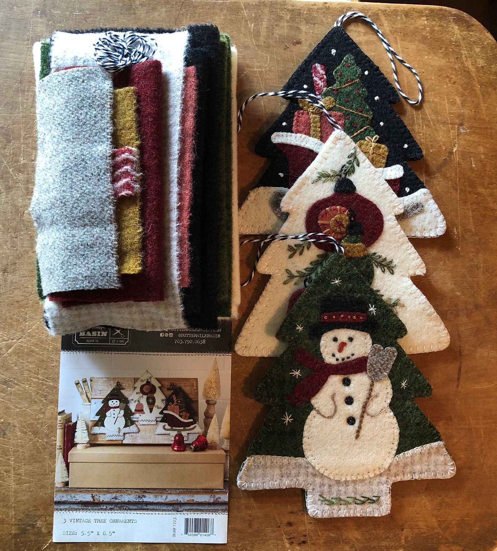 Wool Applique Kit 3 Vintage Tree Ornaments - Etsy