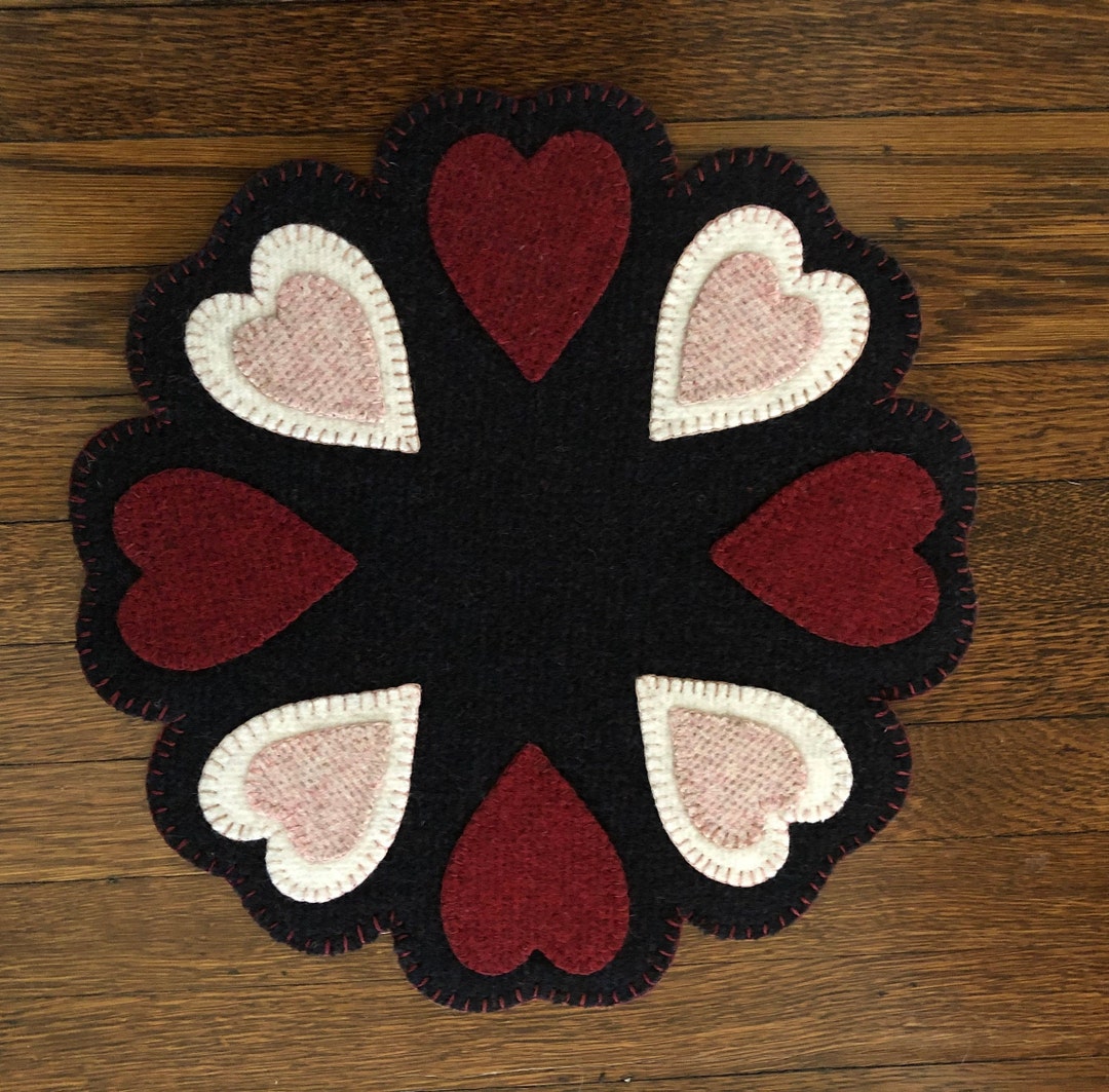 Wool Applique Kit "hearts Abound" by Village Wool LLC - Etsy