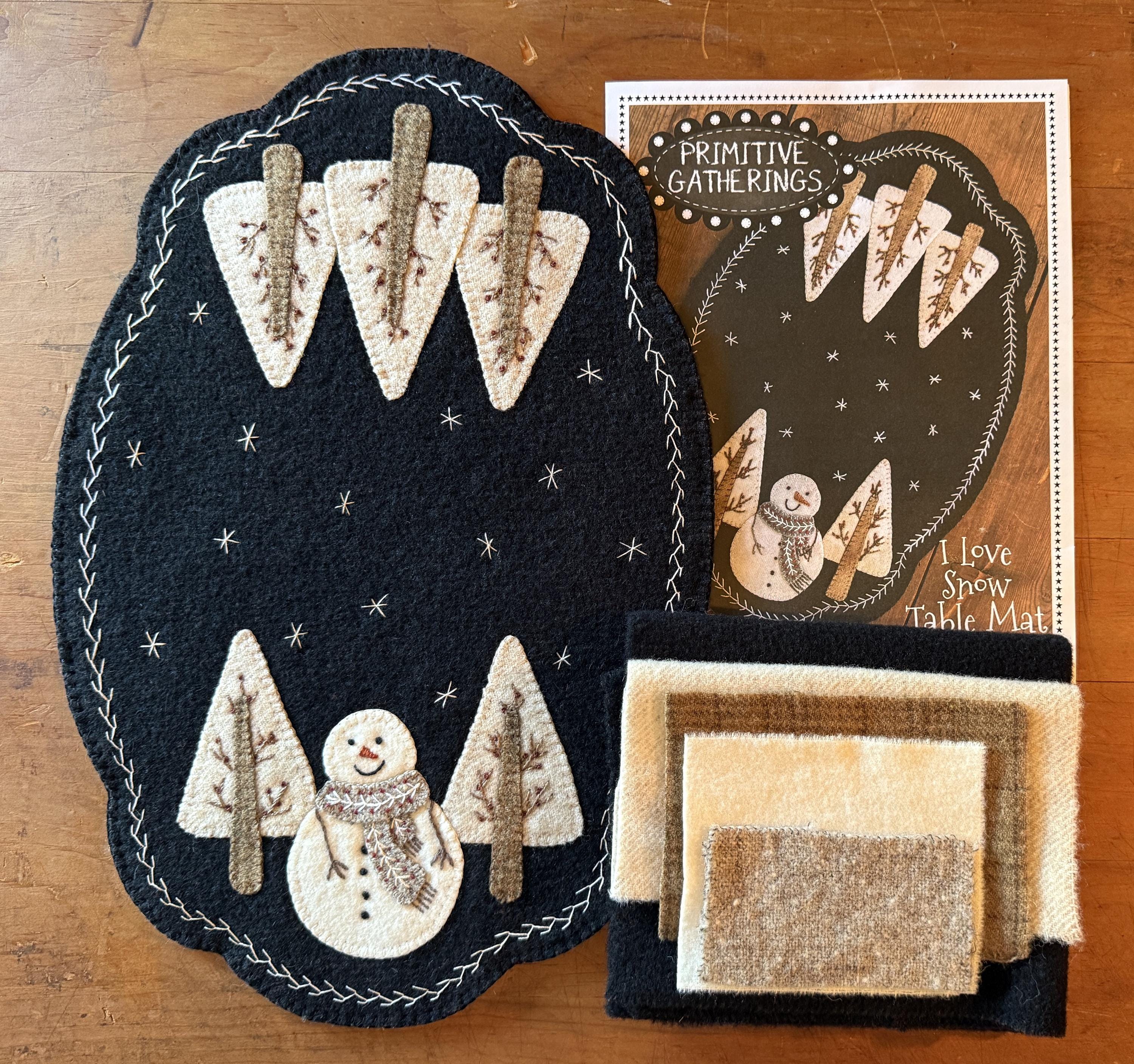 Wool Applique Kit "i Love Snow" Pattern by Primitive Gatherings - Etsy