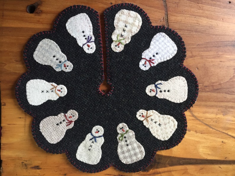 Wool Applique Kit ten Little Snowmen Pattern by - Etsy