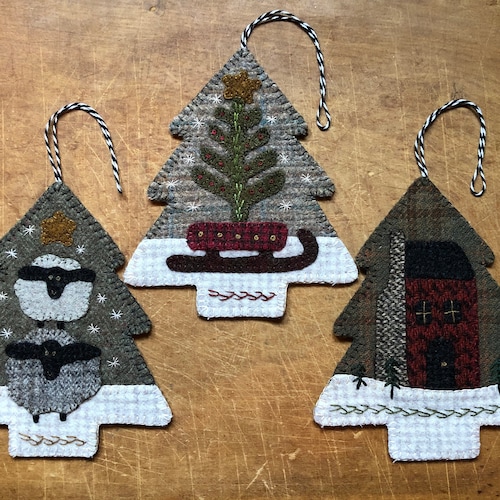 Wool Applique Kit three Woodland Ornaments Pattern - Etsy