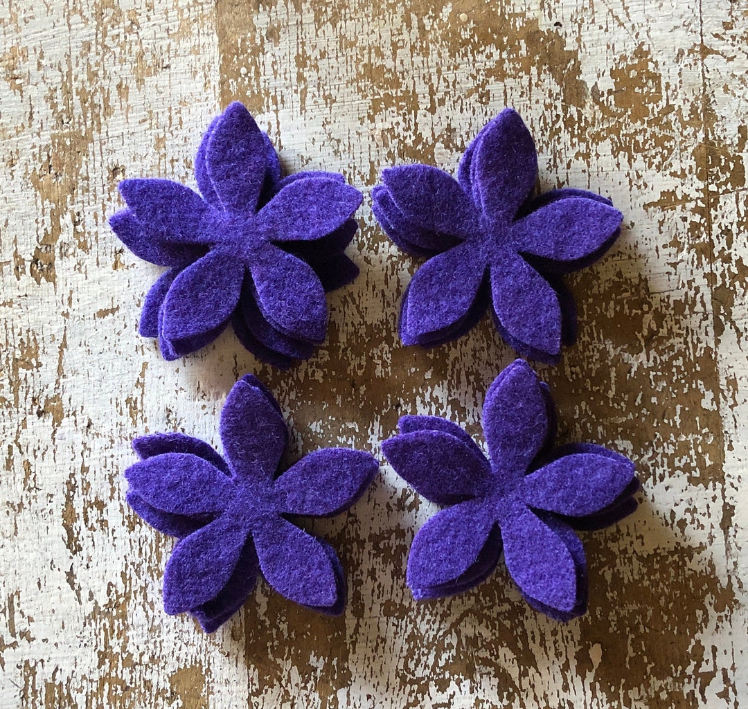 Wool Flowers 20 Pre Cut Wool Flowers Hand Dyed Purple - Etsy