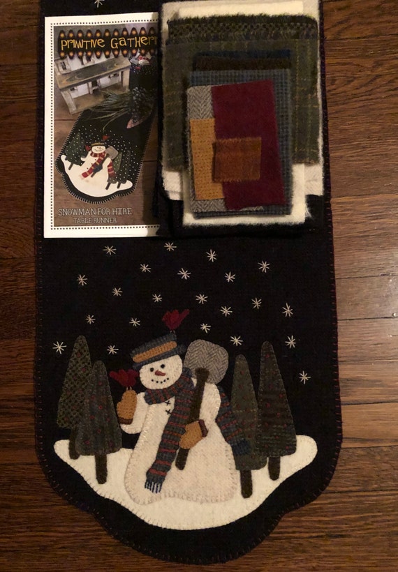 Wool Applique Kit snowman for Hire Pattern by - Etsy