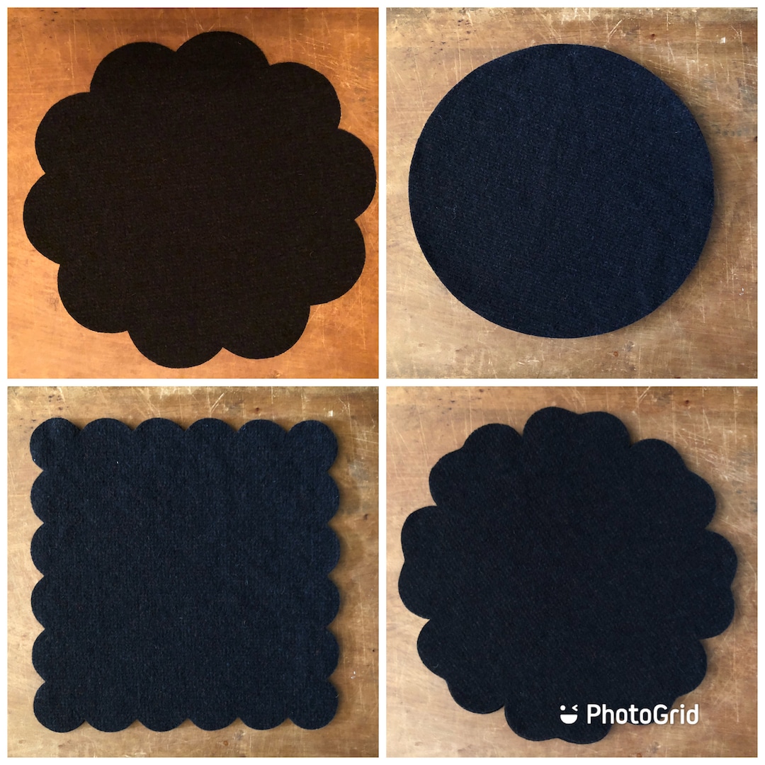 Textured Black Wool Applique Mill Dyed Pre Cut Set of 4 Mats - Etsy