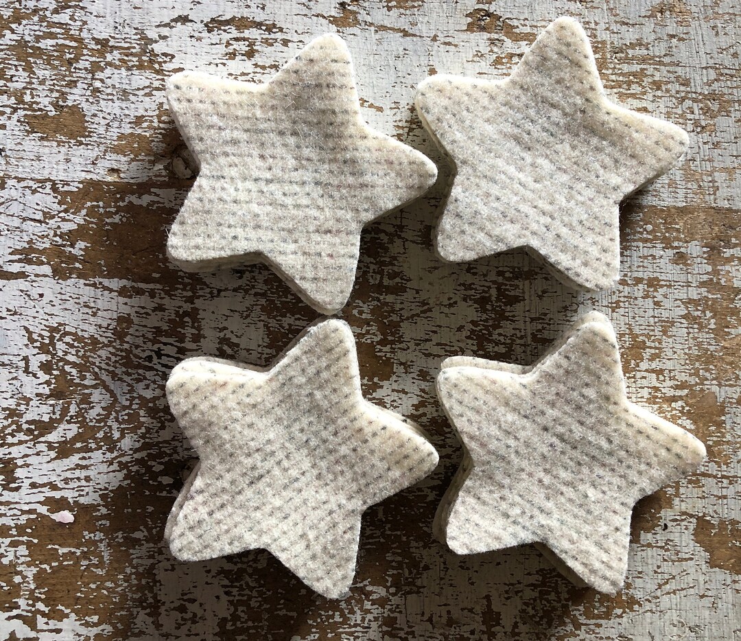 20 Pre Cut Wool Stars Winter White W/gray Dashes - Etsy