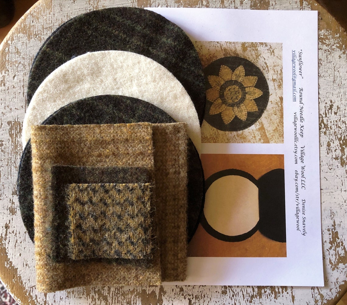 Wool Applique Kit: "sunflower" Needle Keep by Village Wool LLC - Etsy