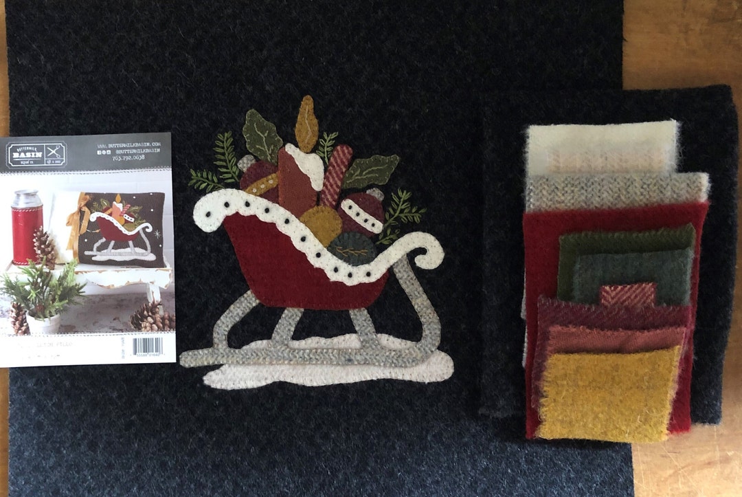 Wool Applique Kit: Holiday Sleigh Pillow Pattern by Buttermilk Basin - Etsy