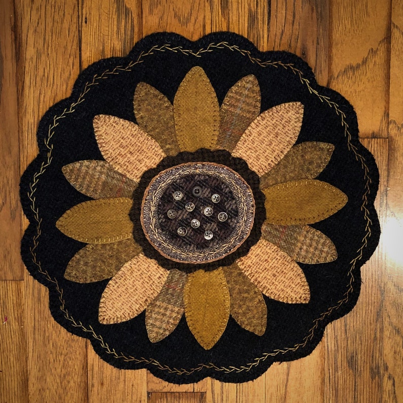 Wool Applique Kit woolen Sunflower Mat Pattern by | Etsy