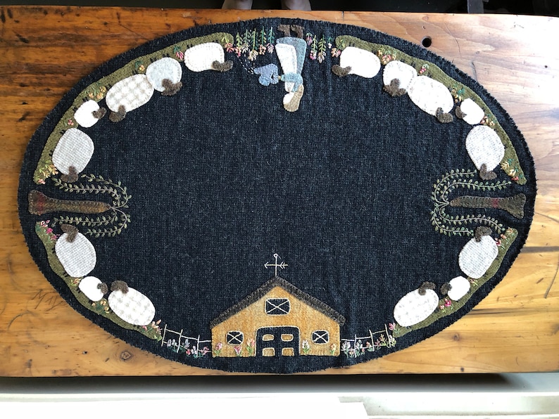 Wool applique kit Flax Farm pattern by primitive | Etsy