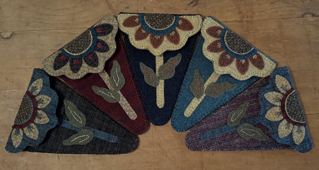 Wool Applique Kit "sunflower Scissor Holder" Pattern Buttermilk Basin ...