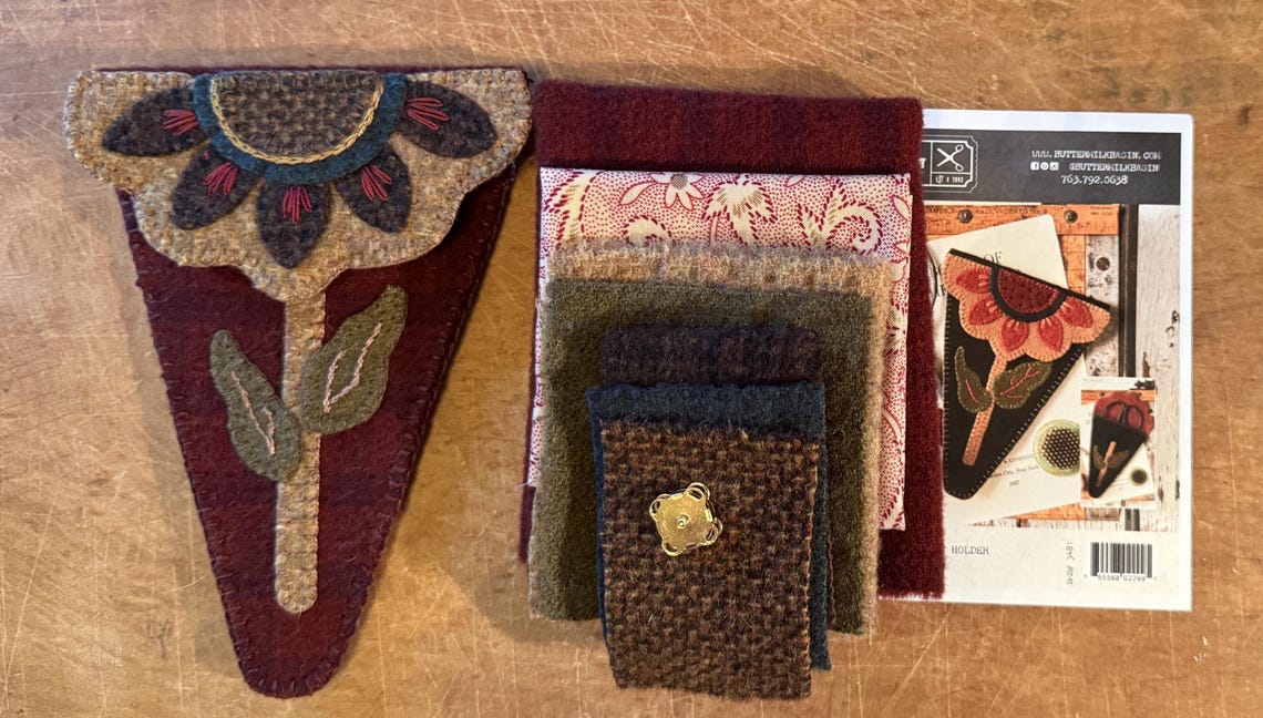 Wool Applique Kit "sunflower Scissor Holder" Pattern Buttermilk Basin ...
