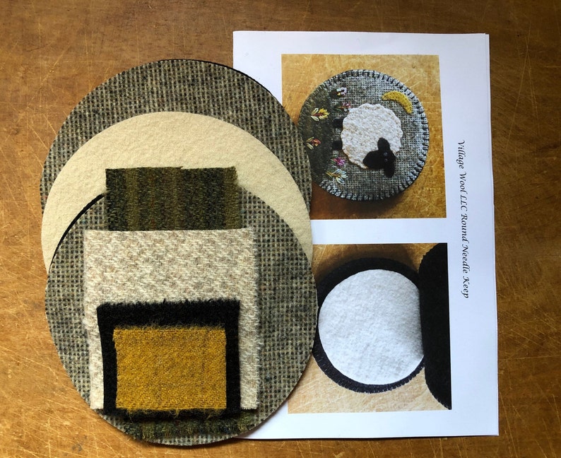 Wool Applique Kit: "in the Meadow" Needle Keep by Village Wool LLC - Etsy