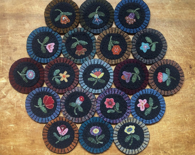 Wool Applique Kit: wool Flower Pennies Pattern by Primitive Gatherings ...