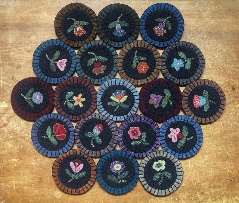 Wool Applique Kit: wool Flower Pennies Pattern by - Etsy