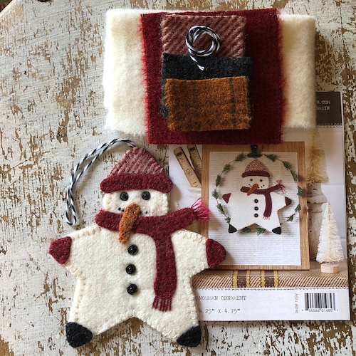 Wool Applique Kit star SNOWMAN Ornament Buttermilk - Etsy