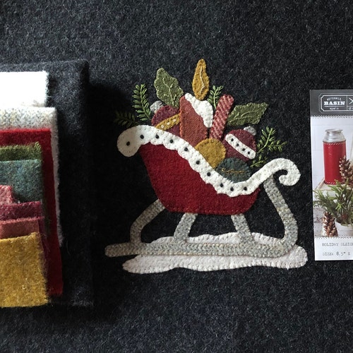 Wool Applique Kit holiday Skate Pattern by | Etsy