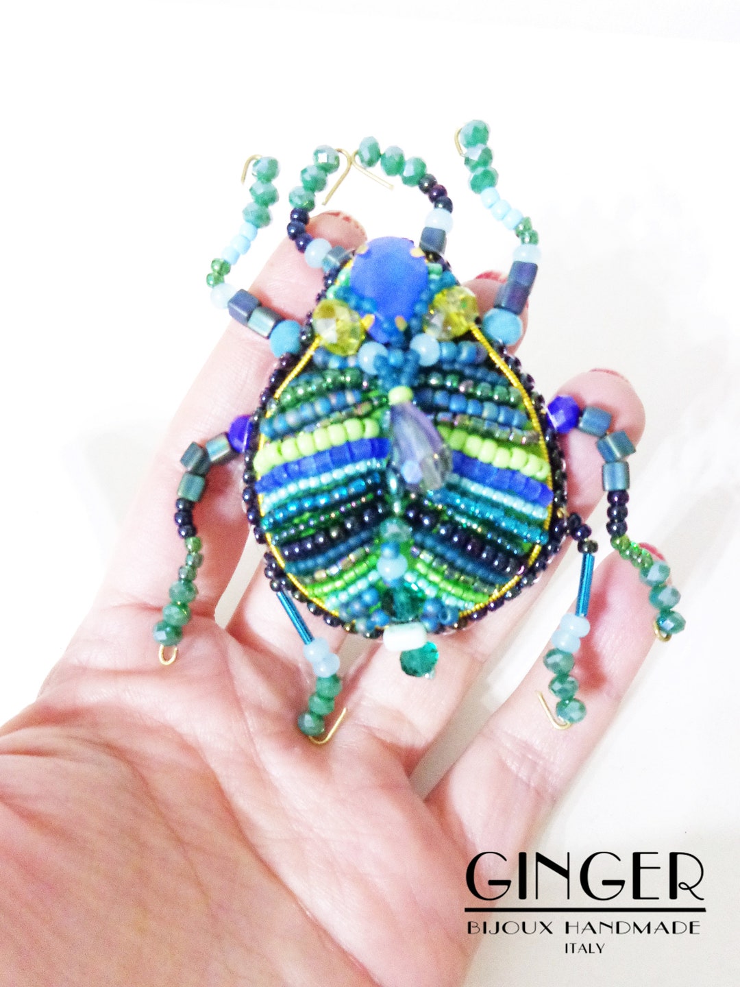 Green Beetle, Beetle Brooch, Bead Embroidered Brooch, Bug Insect Brooch ...