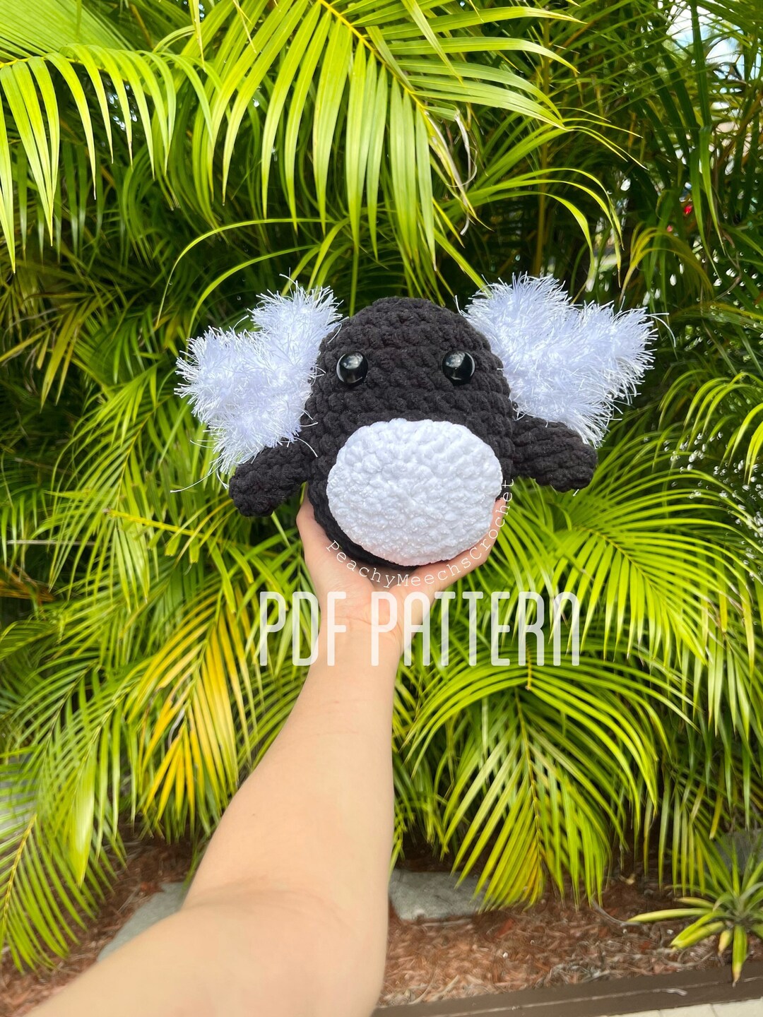 PATTERN. Goth Axolotl Crochet Pattern. Black Axolotl. Axolotl Crochet ...