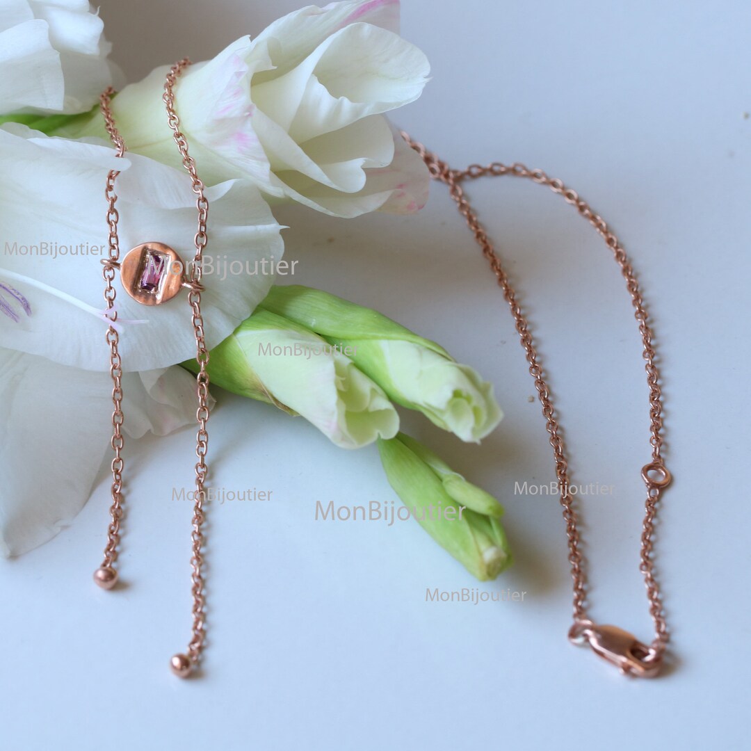 Baguette Amethyst Disc Lariat Necklace in 14k Rose Gold - Etsy