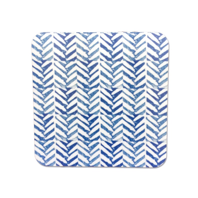 Set of 4 Herringbone Design Coasters // Cork Backed Melamine Drinks ...