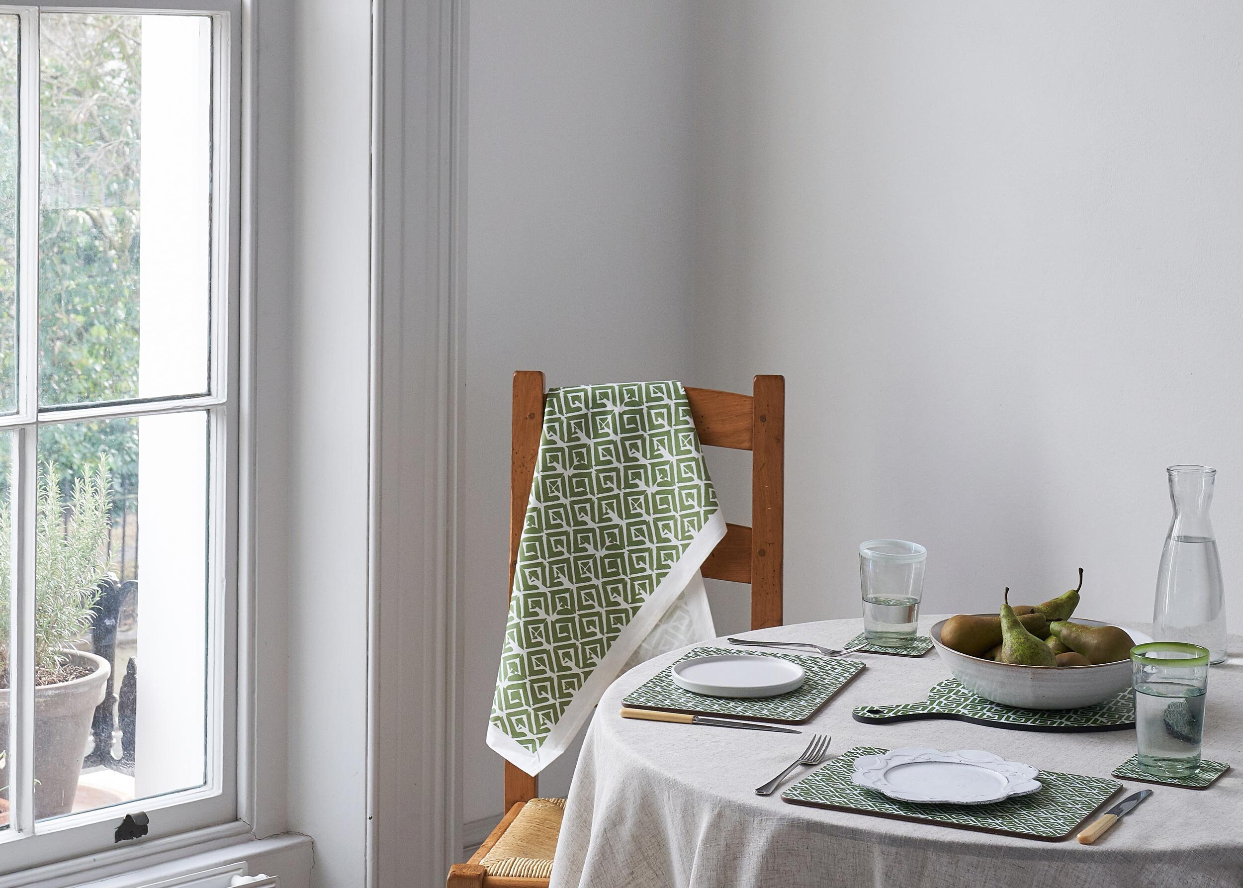 Set of 4 Green Contemporary Coasters // Geometric Cork Backed Coasters ...