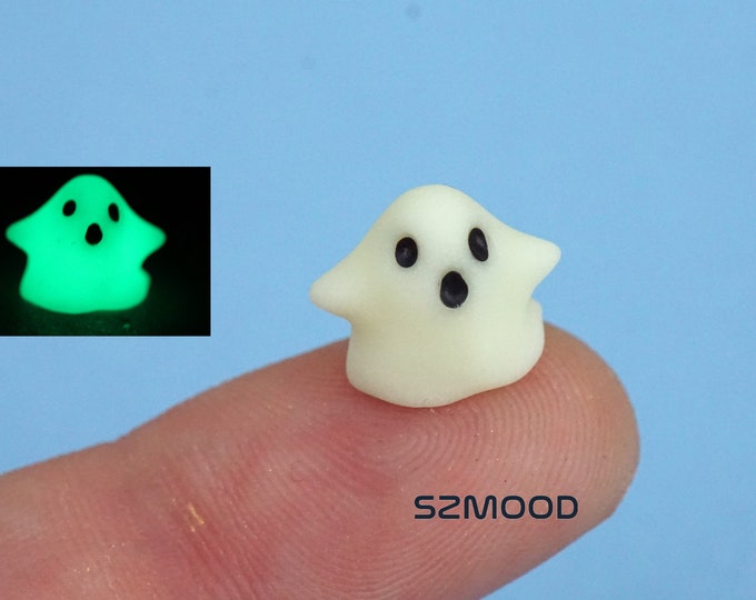 Glow in the Dark Mini Ghosts Tiny Polymer Clay Halloween Decorations ...