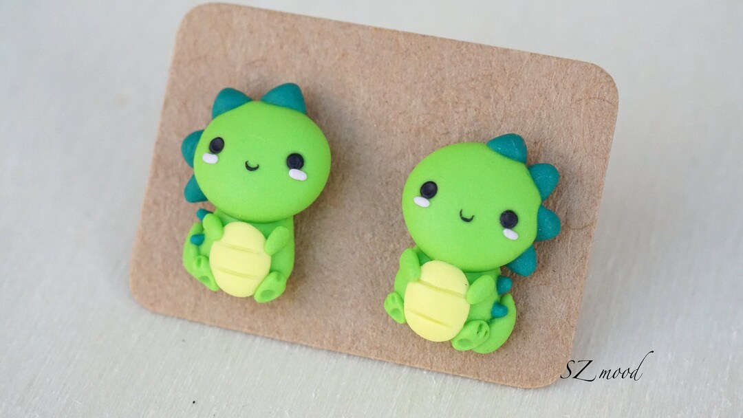 Kawaii Dinosaur Earrings Fimo - Etsy UK