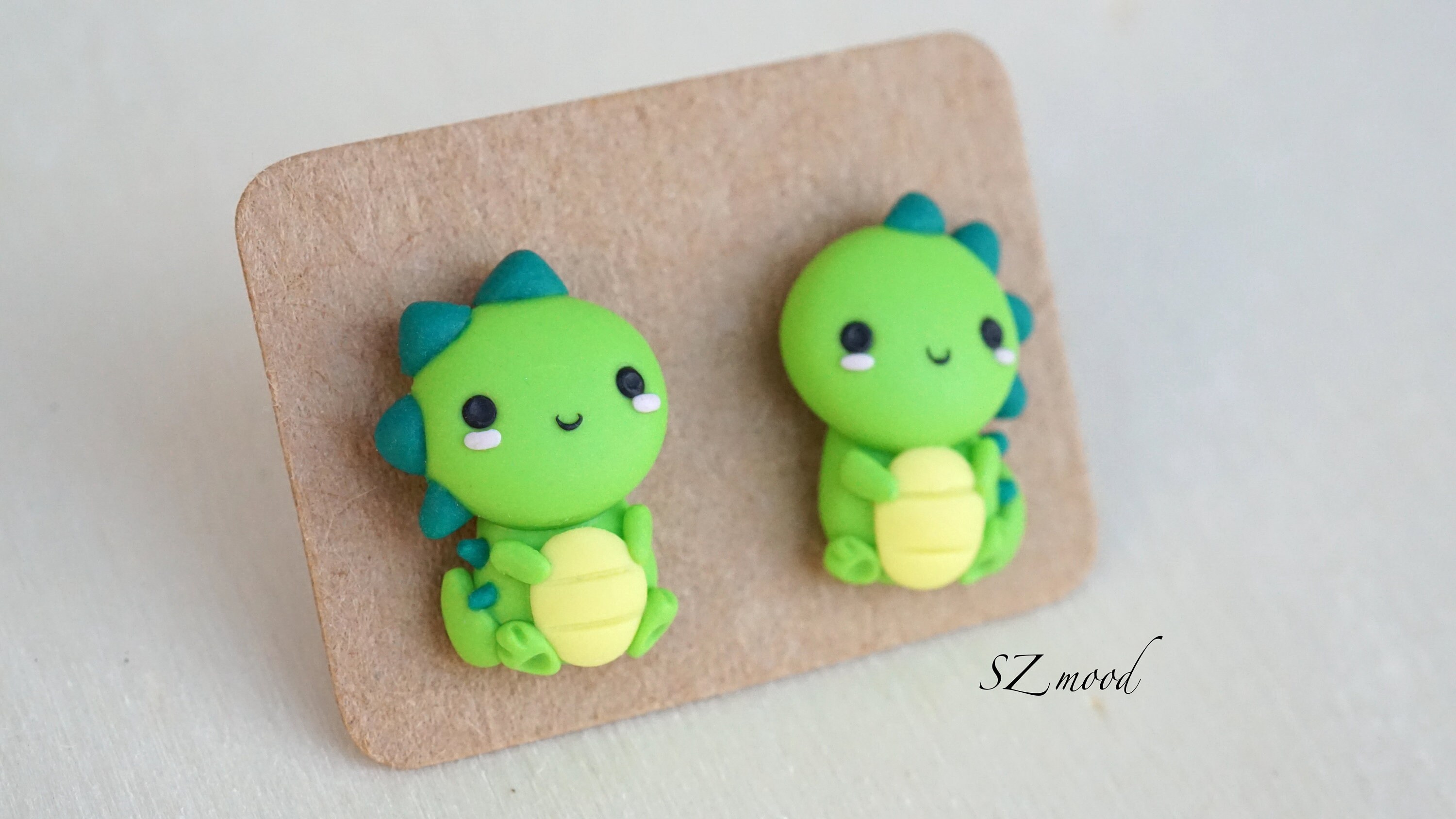 Kawaii dinosaur earrings fimo | Etsy