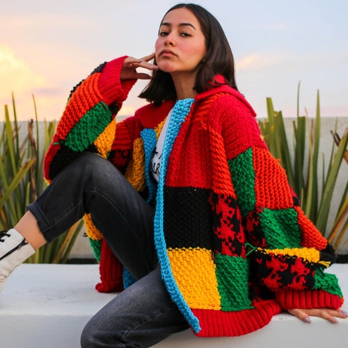 Harry Styles Inspired Cardigan Colour Block Patchwork - Etsy Canada