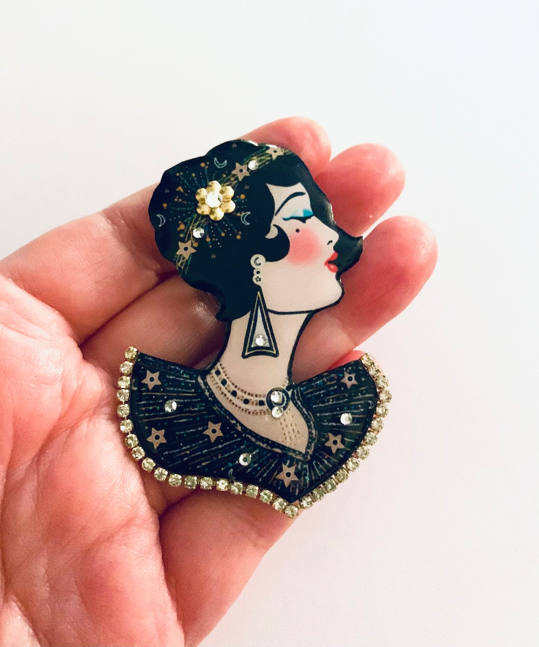 Art Deco Lady Inspired Brooch , Charleston , Flapper Girl, Unique ...