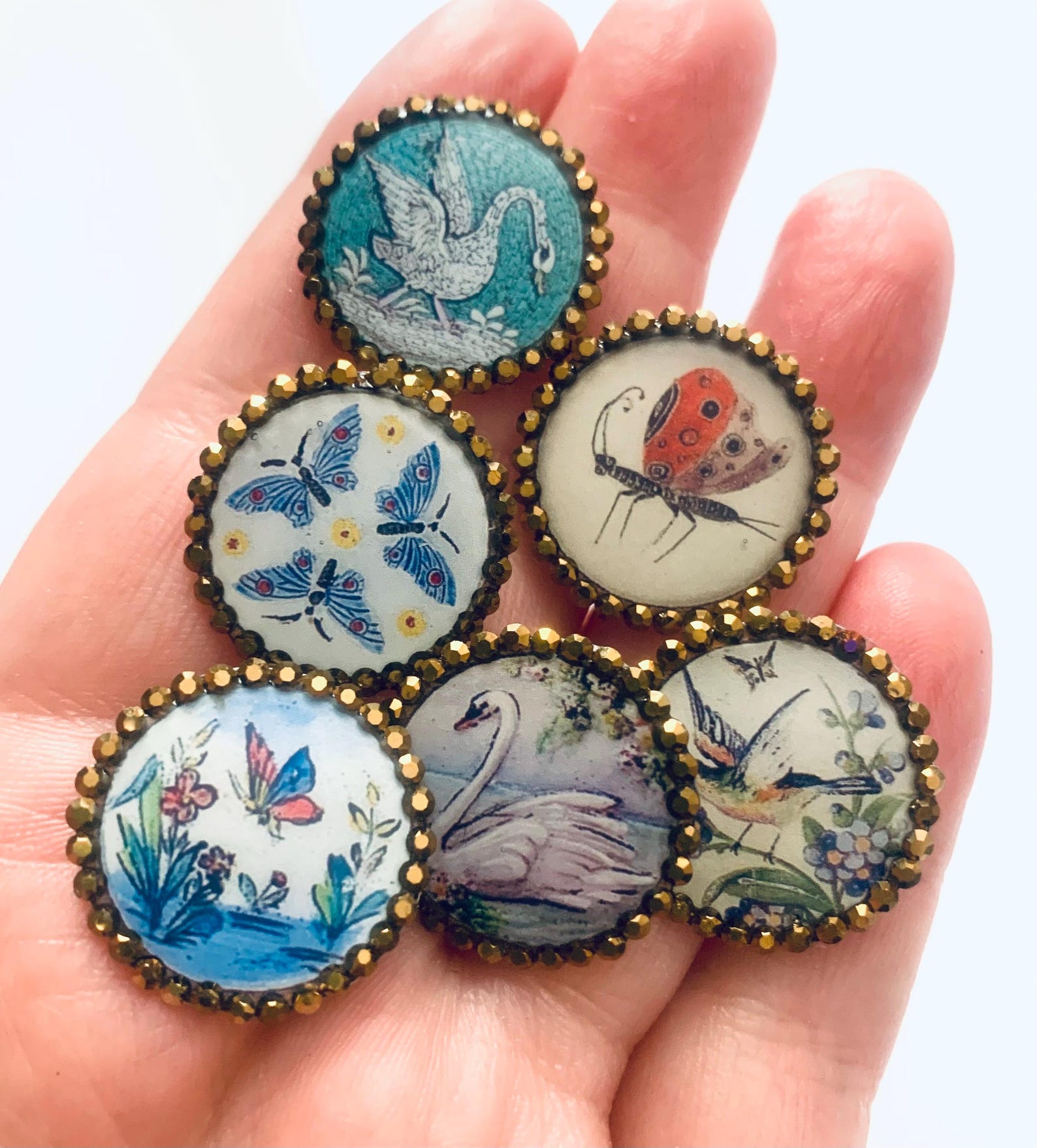 Set of 6 Vintage Style Buttons/2cm Buttons/antique Style Buttons/sewing ...