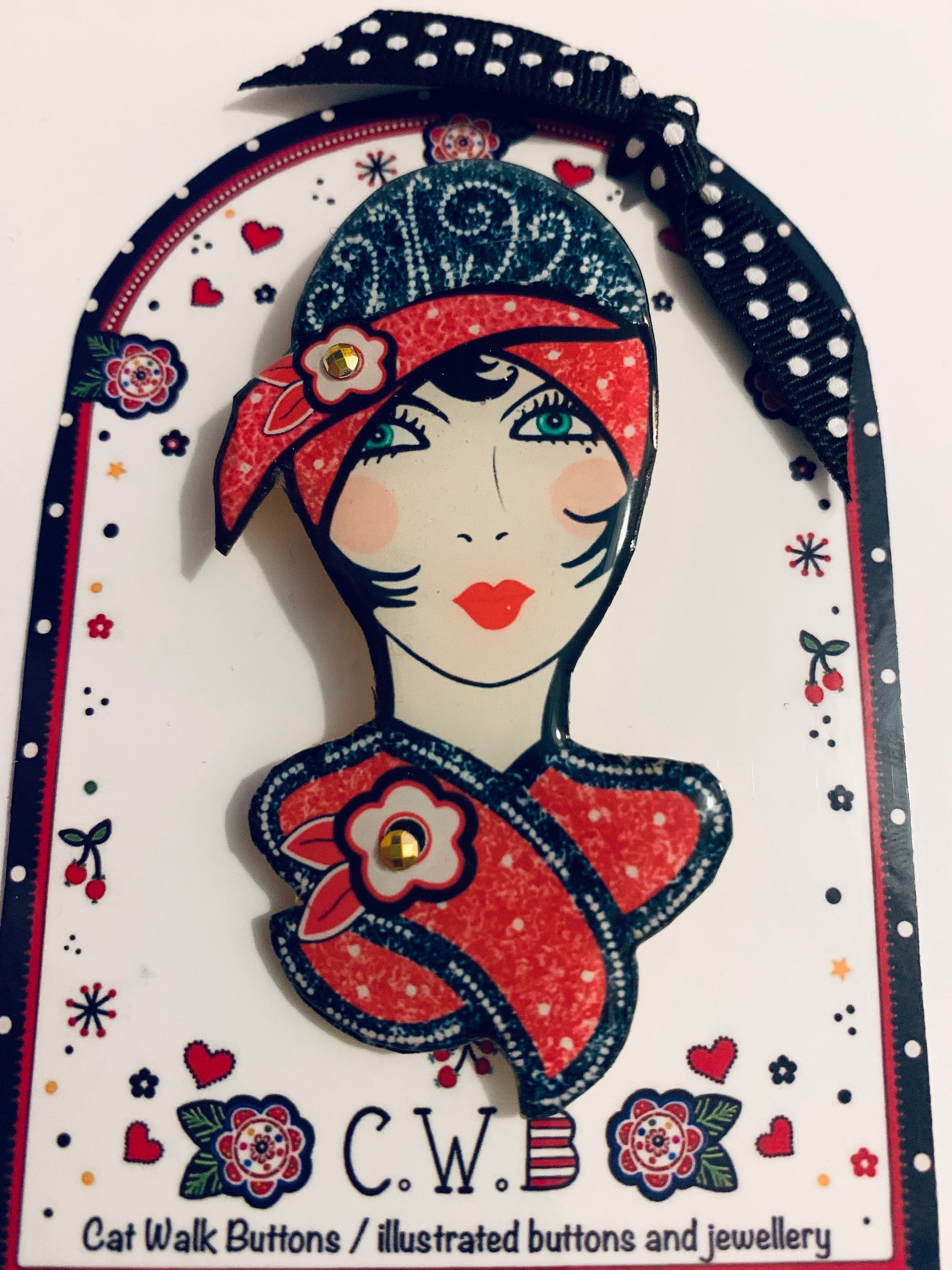 Deco Lady Brooch, Flapper Girl Style, Illustrated Brooch, Statement ...